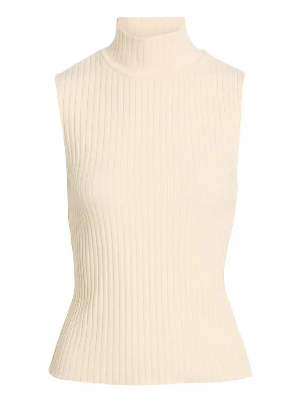 Vince Ribbed Cotton-blend Turtleneck Top - Ecru