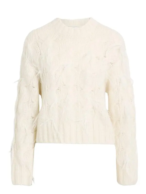 Vince Feather-embellished Cable-knit Sweater - Ivory