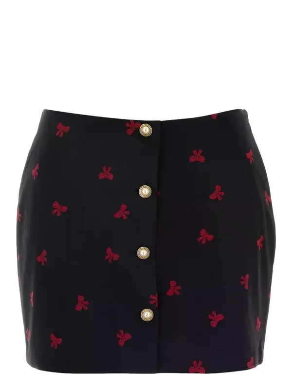 Alessandra Rich Bow-print Mini Skirt - Black