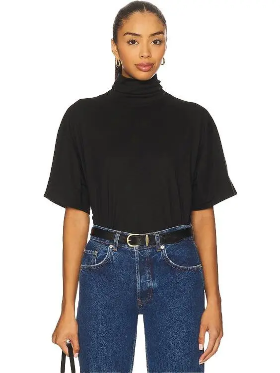 NATION LOS ANGELES Fable Turtleneck Tee - Jet Black