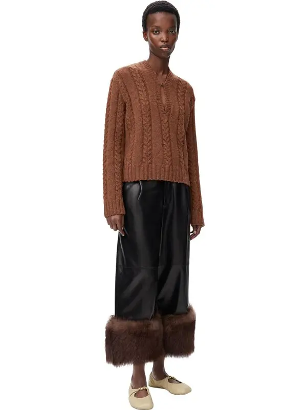 Loewe V-neck Wool Sweater - Brown