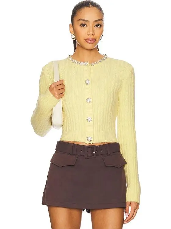 SELF-PORTRAIT Alpaca Cardigan - Yellow