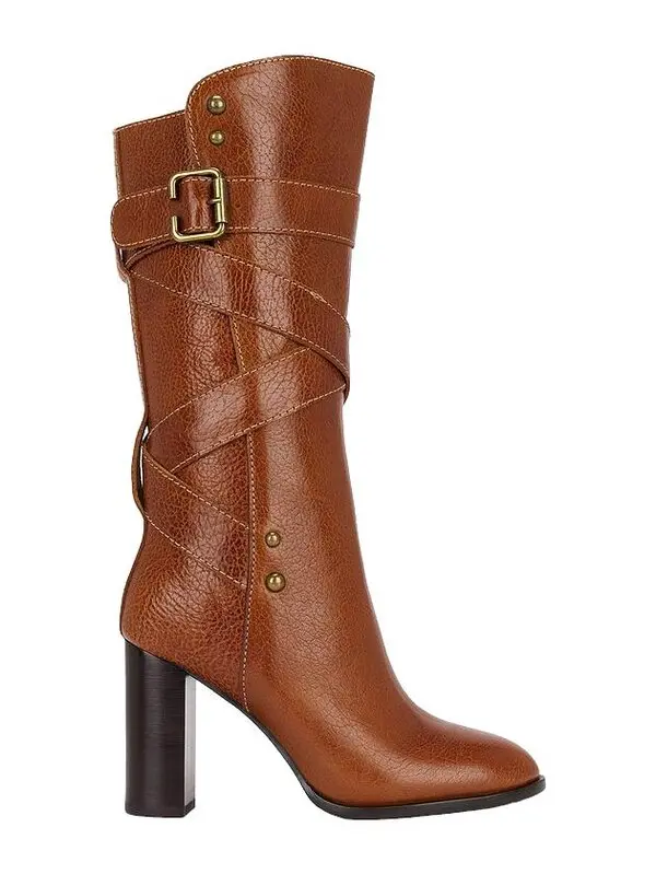 Jeffrey Campbell Porcini Buckled Boots - Tan Bronze