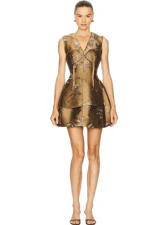 Simkhai Brynelle Metallic Mini Dress - Bronze