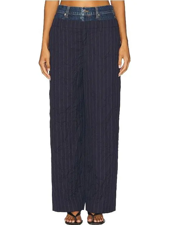 Simkhai Ophelia Double Waistband Combo Pant - Midnight Stripe