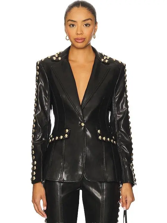 Cinq À Sept Studded Milly Jacket - Black & Gold