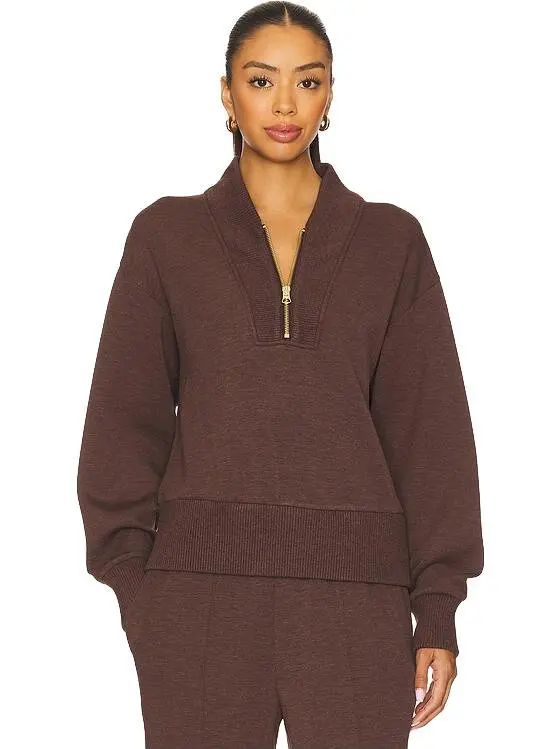 Varley Sally Half Zip Sweatshirt - Coffee Bean Marl