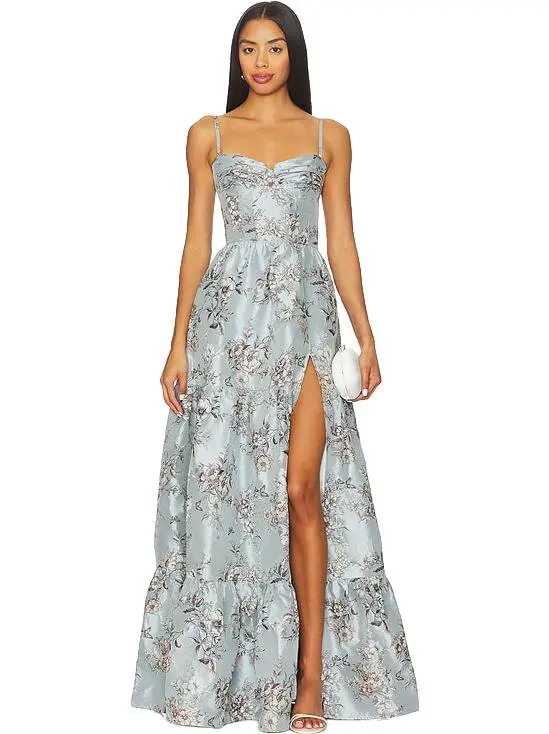 V. CHAPMAN Lucetta Gown - Light Blue Lilibet Brocade