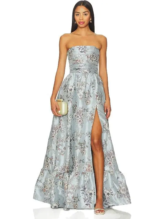 V. CHAPMAN Regina Gown - Light Blue Lilibet Brocade