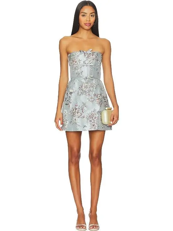 V. CHAPMAN Kimberlina Jacquard Dress - Light Blue Lilibet Brocade