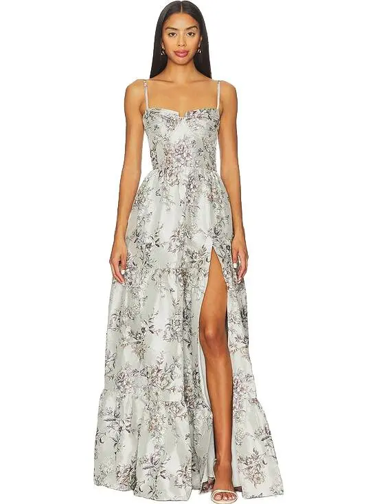 V. CHAPMAN Lucetta Gown - Stone Lilibet Brocade