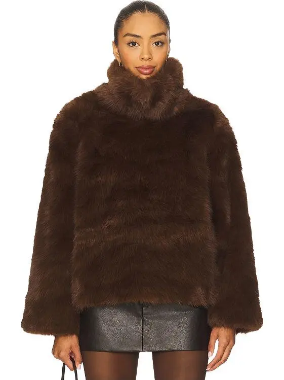 Bardot Renata Faux Fur Jumper - Chocolate