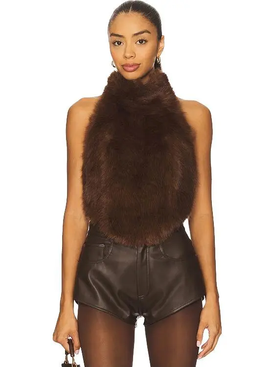 Bardot Julietta Faux Fur Top - Chocolate