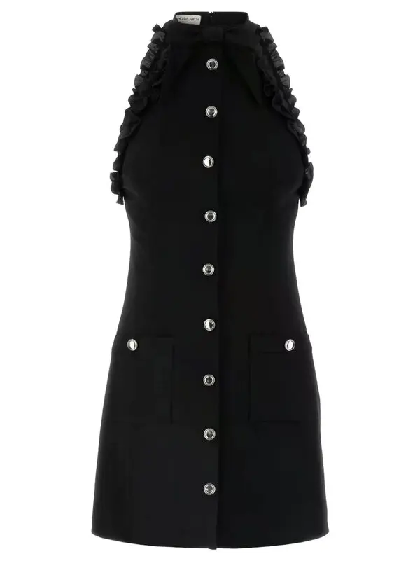 Alessandra Rich Bow-embellished Crepe Dress - Black