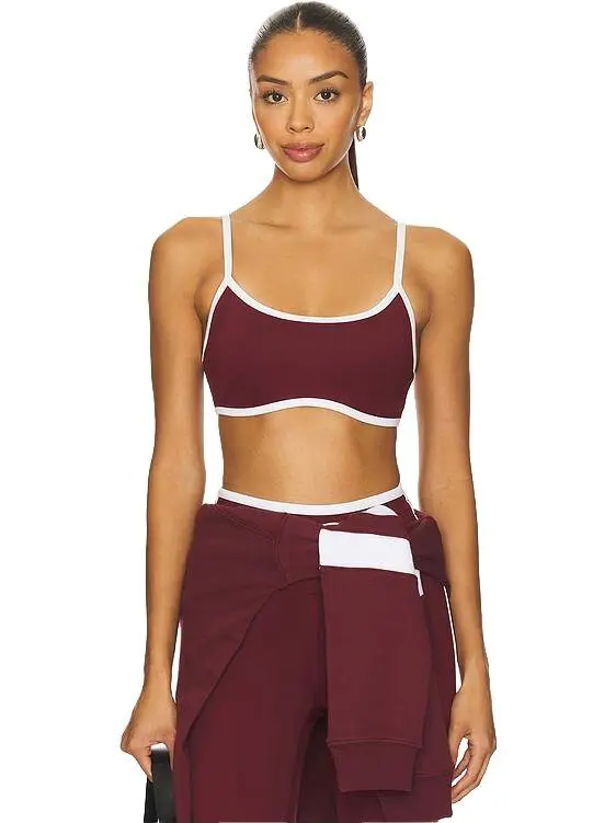 Year Of Ours Monica Sports Bra In Burgundy - Burgundy & Cream