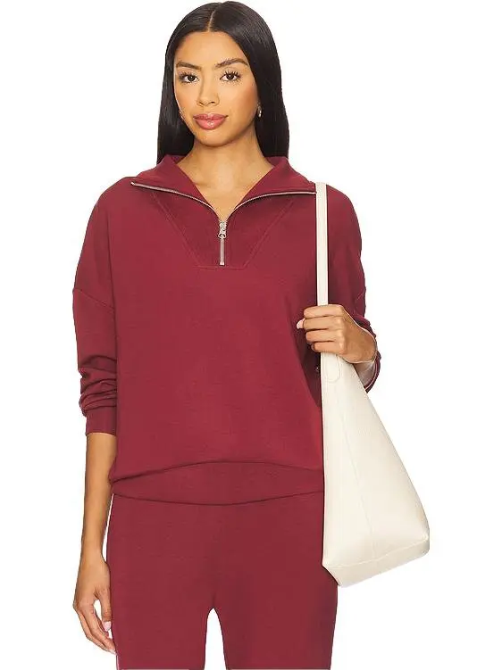 Varley Hawley Half Zip Sweatshirt - New Maroon