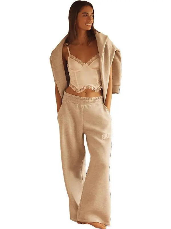 Anthropologie Bride Embroidered Sweatpants - Grey