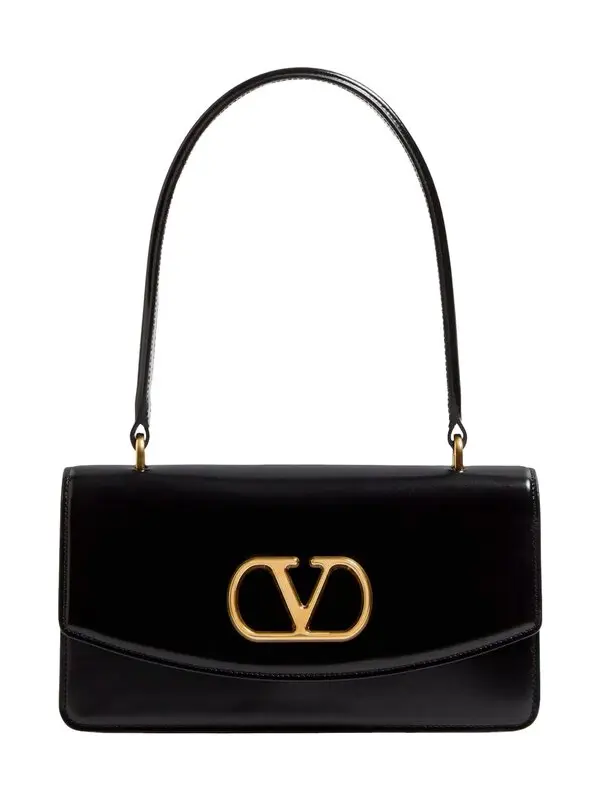 Valentino Garavani Vlogo Leather Shoulder Bag - Black