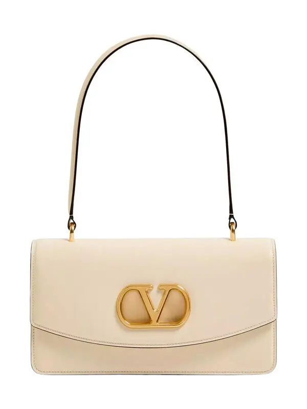 Valentino Garavani Leather Vlogo Shoulder Bag - White
