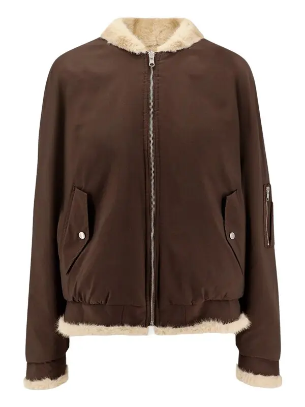 MAISON MARGIELA Reversible Nylon And Faux Shearling Bomber Jacket - Brown