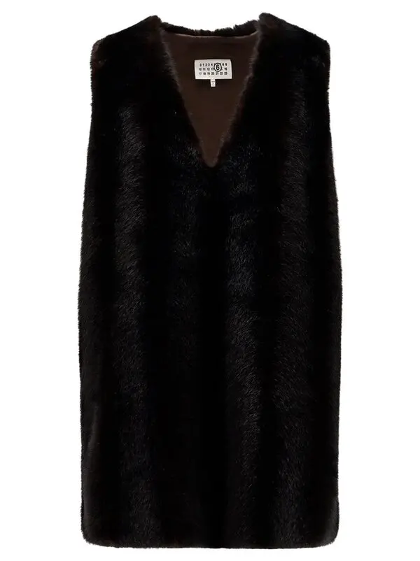 MAISON MARGIELA Faux Shearling Short Dress - Brown