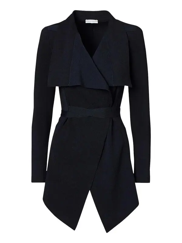 Scanlan Theodore Crepe Knit Drape Front Jacket - Navy