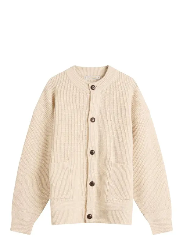 FRIZMWORKS Heavy Wool Round Cardigan - Cream