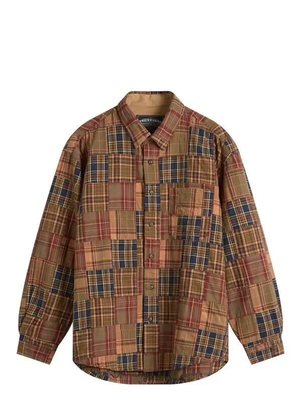 FRIZMWORKS Madras Patchwork Relaxed Shirt - Brownie