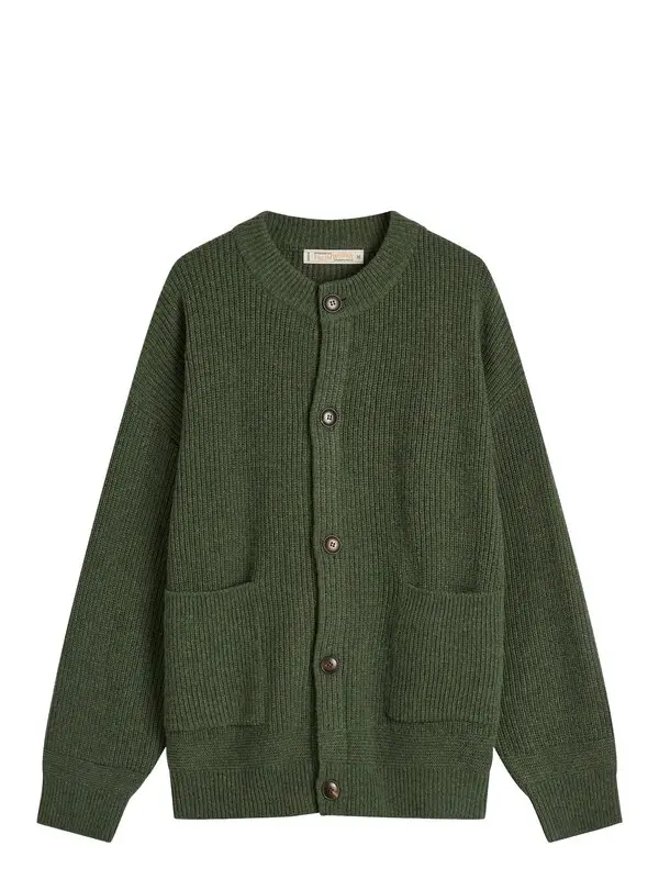 FRIZMWORKS Heavy Wool Round Cardigan - Forest Green