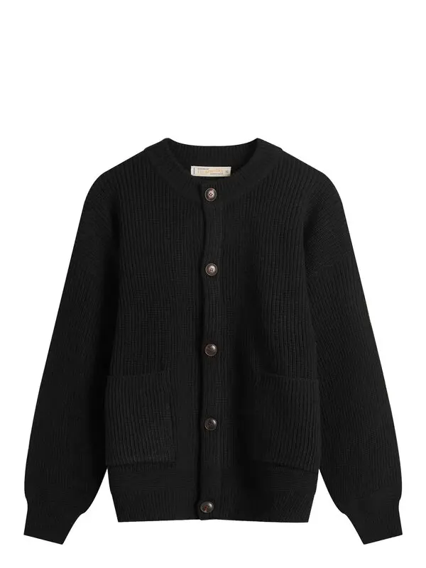 FRIZMWORKS Heavy Wool Round Cardigan - Black