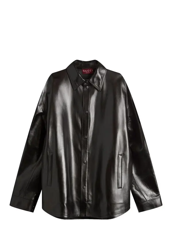 Gucci Soft Nappa Leather Overshirt - Black