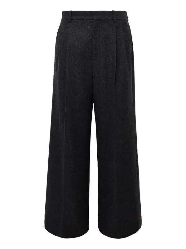 THE ROW Oberyn Wide-leg Virgin Wool And Cashmere-blend Flannel Trousers - Gray