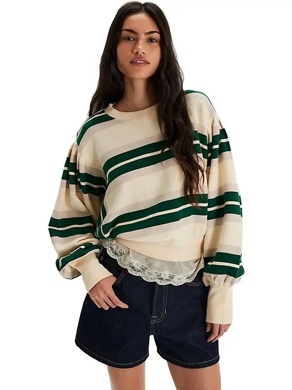 Free People Wild And Free Sweatshirt - Ivory Combo