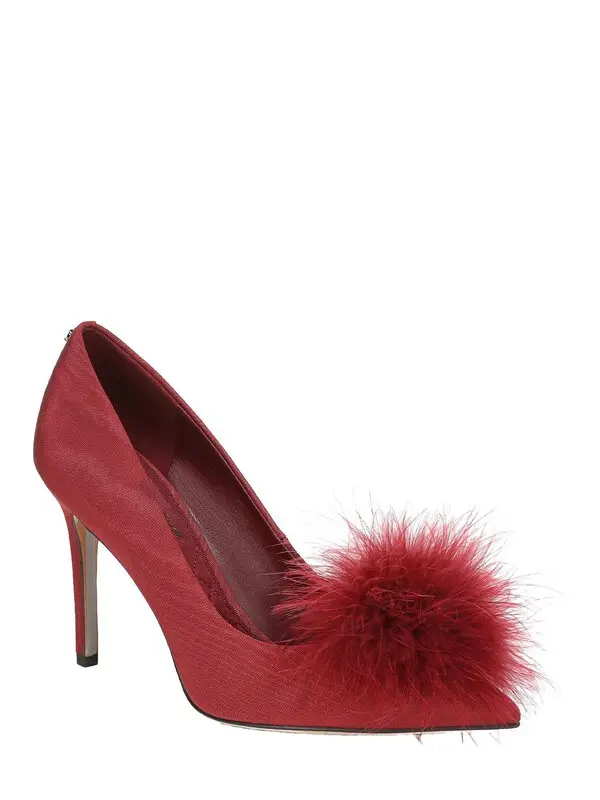 Sam Edelman Hazel Feather Embellished Pumps - Deep Scarlet