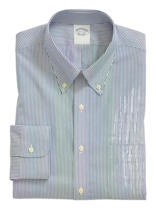 Brooks Brothers Striped-pattern Oxford Shirt - Blue