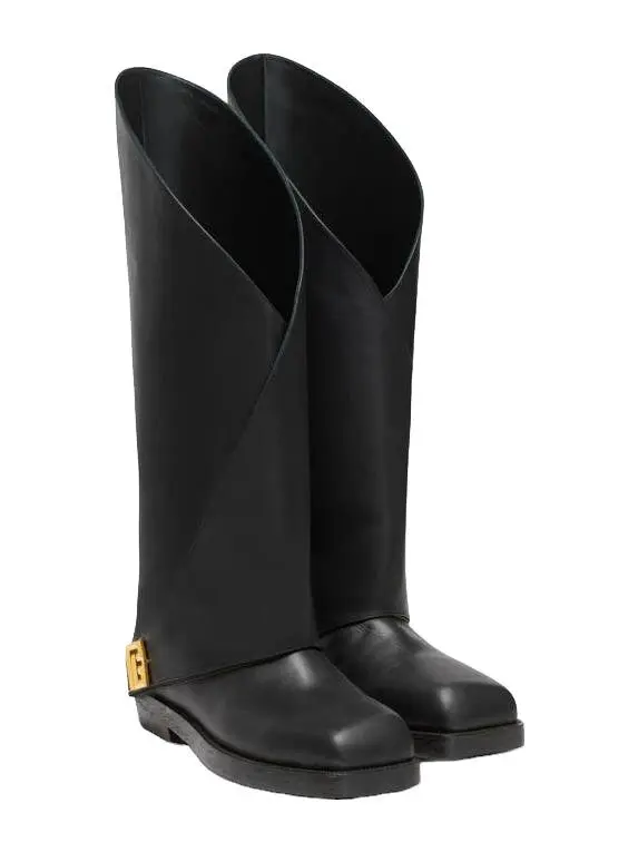 Balmain Twist Leather Boots - Black