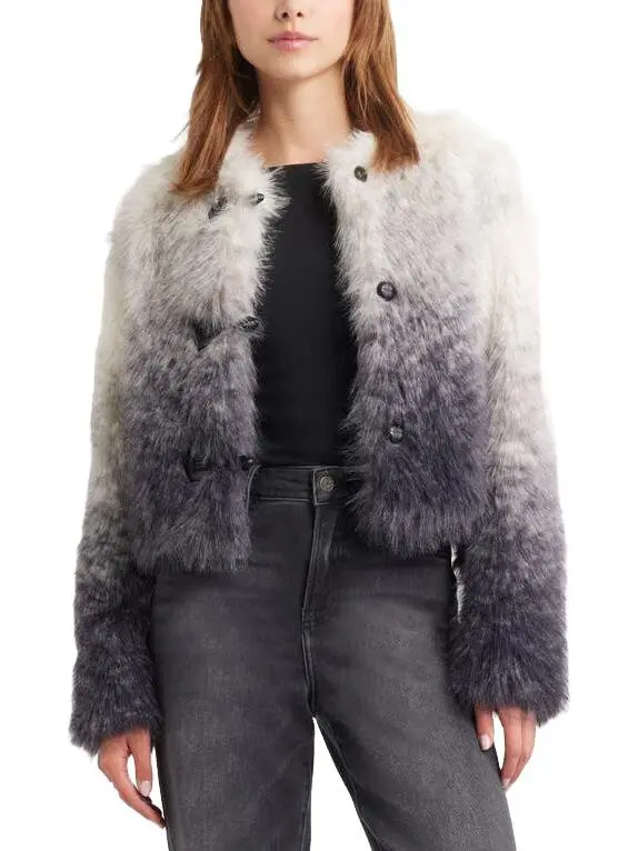 OPEN EDIT Ombré Faux Fur Jacket - Grey Ombre