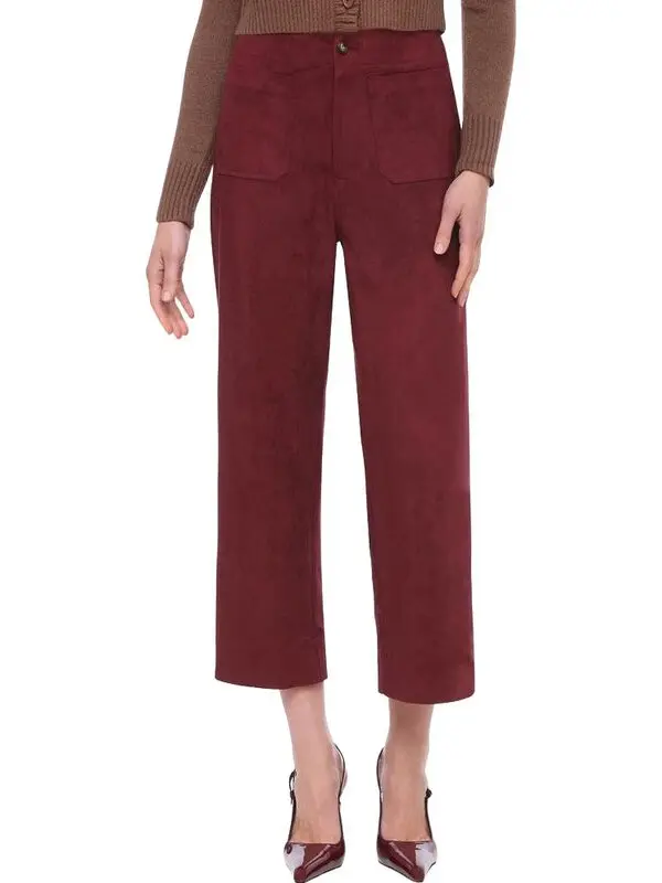Bagatelle Patch Pocket Faux Leather Crop Wide Leg Pants - Port