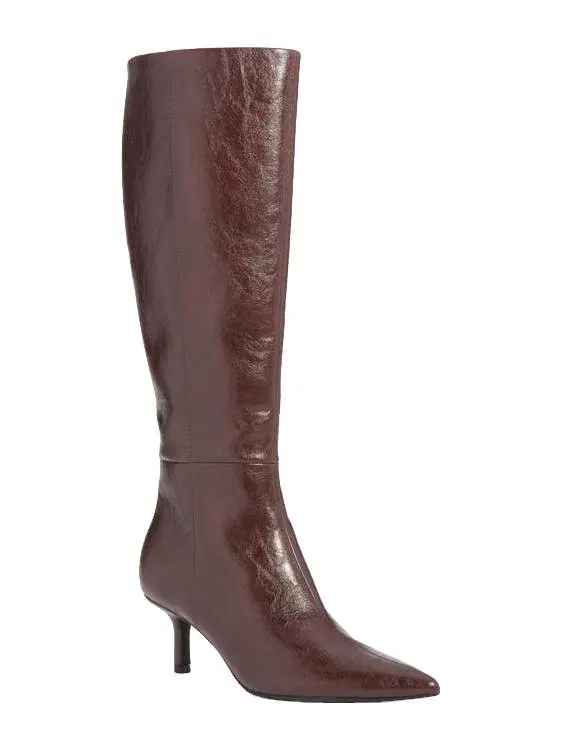 OPEN EDIT Elara Pointed Toe Knee High Boots - Red Plum