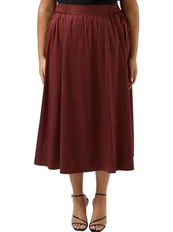 ESTELLE Sahara Breeze Midi Skirt - Mahogany
