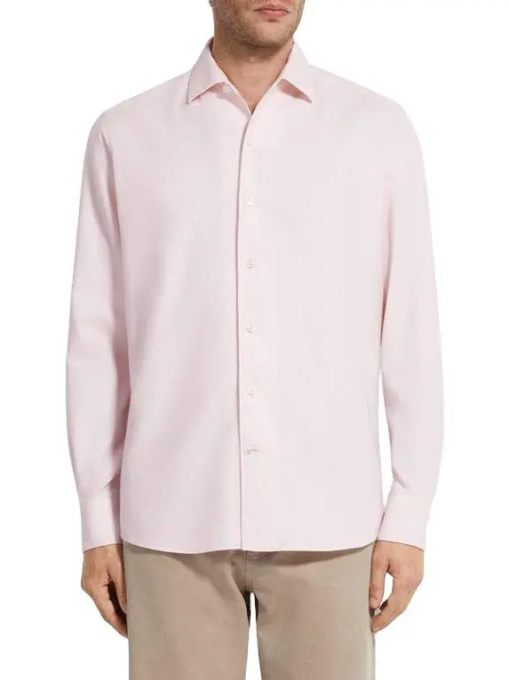 Zegna Cashco Cotton & Cashmere Oxford Button-up Shirt - Light Pink
