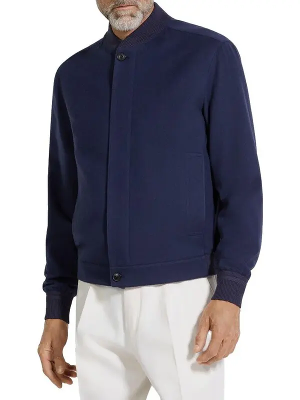 Zegna Water Repellent Oasi Cashmere Bomber Jacket - Ink Blue