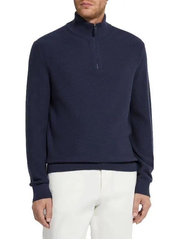 Zegna Oasi Cashmere Quarter-zip Sweater - Ink Blue