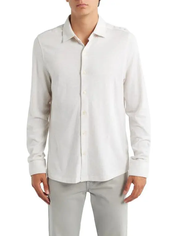 Robert Barakett Hornby Long Sleeve Knit Button-up Shirt - Cream