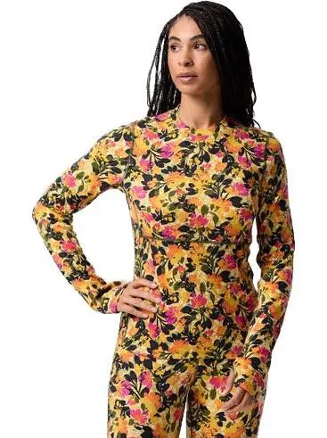 BACKCOUNTRY Cedars Rws Merino Midweight Baselayer Crew Top - Wild Floral Print
