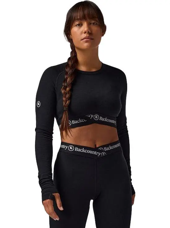 BACKCOUNTRY Cedars Rws Merino Lightweight Cropped Baselayer Top - Black