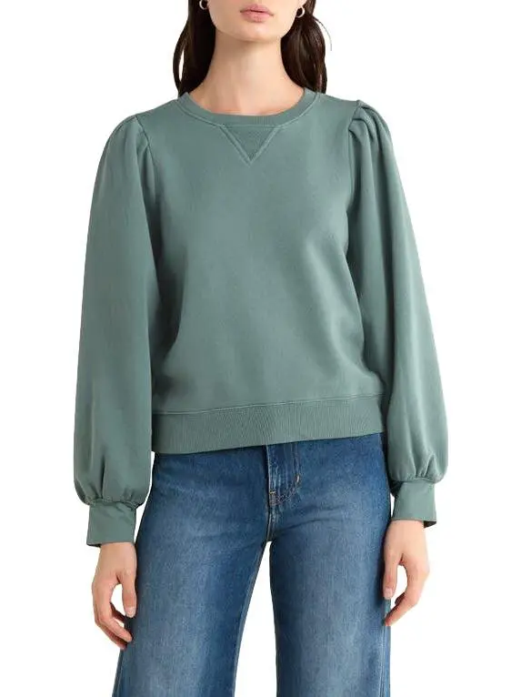 Rails Cotton Fleece Puff Sleeve Sweatshirt - Lake