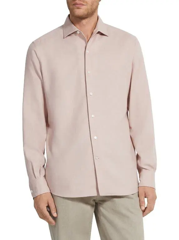 Zegna Cashco Cashmere & Cotton Button-up Shirt - Light Pink Melange
