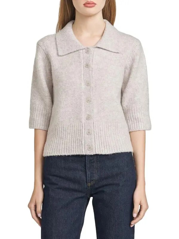 WAYF Harlow Cardigan - Pearl Grey