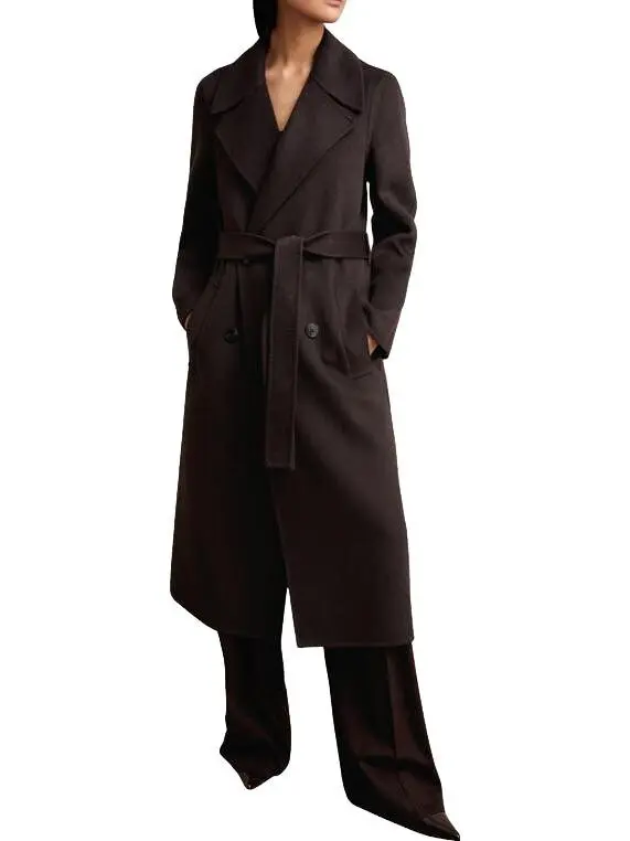 REISS Wool Blend Double-breasted Coat - Aubergine